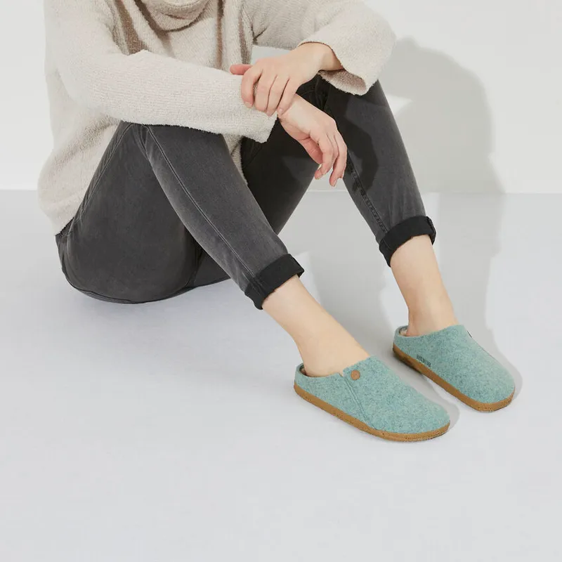 Birkenstock Zermatt Shearling Wool Felt Slippers in Beryl
