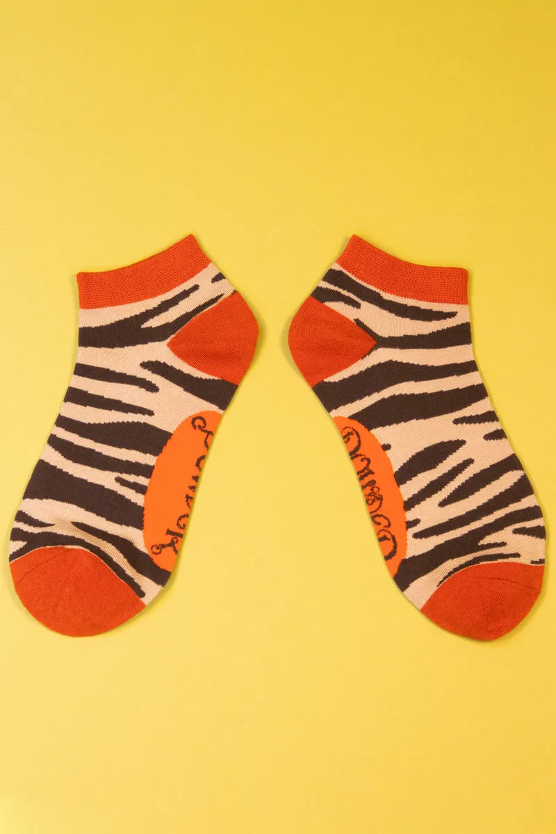 Powder Trainer Sock Zebra Print