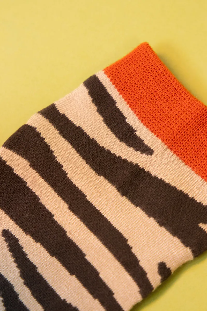 Powder Trainer Sock Zebra Print